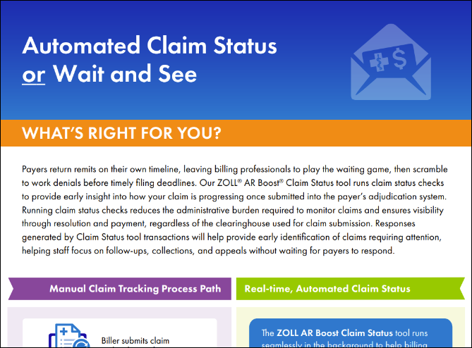 Infographic: ZOLL® AR Boost® Claim Status – Automated Claim Status or ...