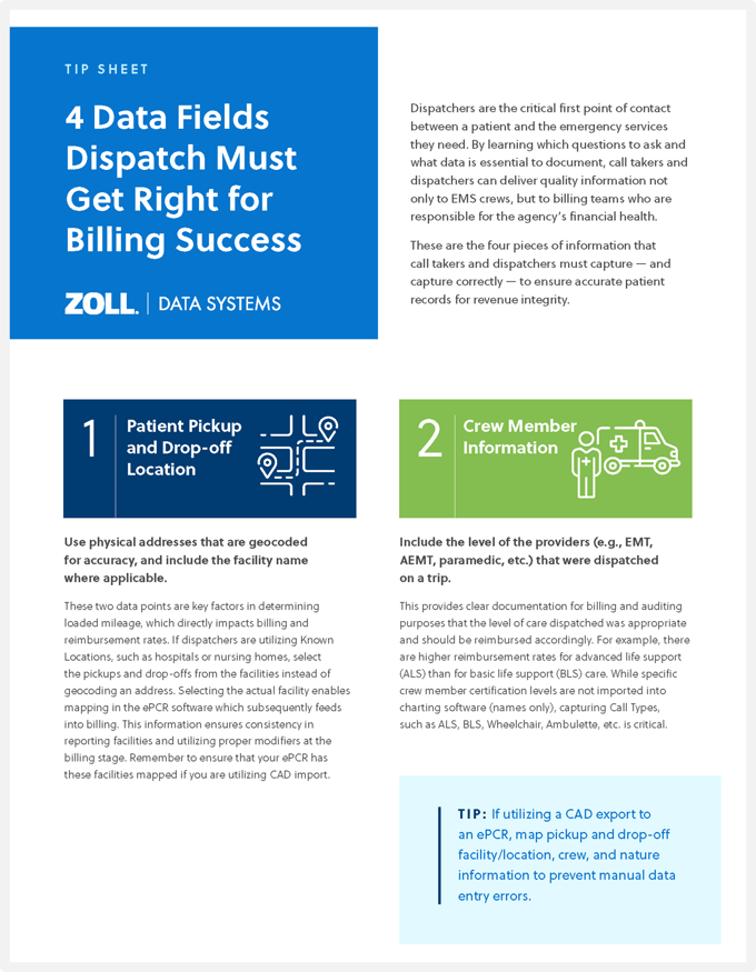 Tip Sheet: 4 Data Fields Dispatch Must Get Right for Billing Success