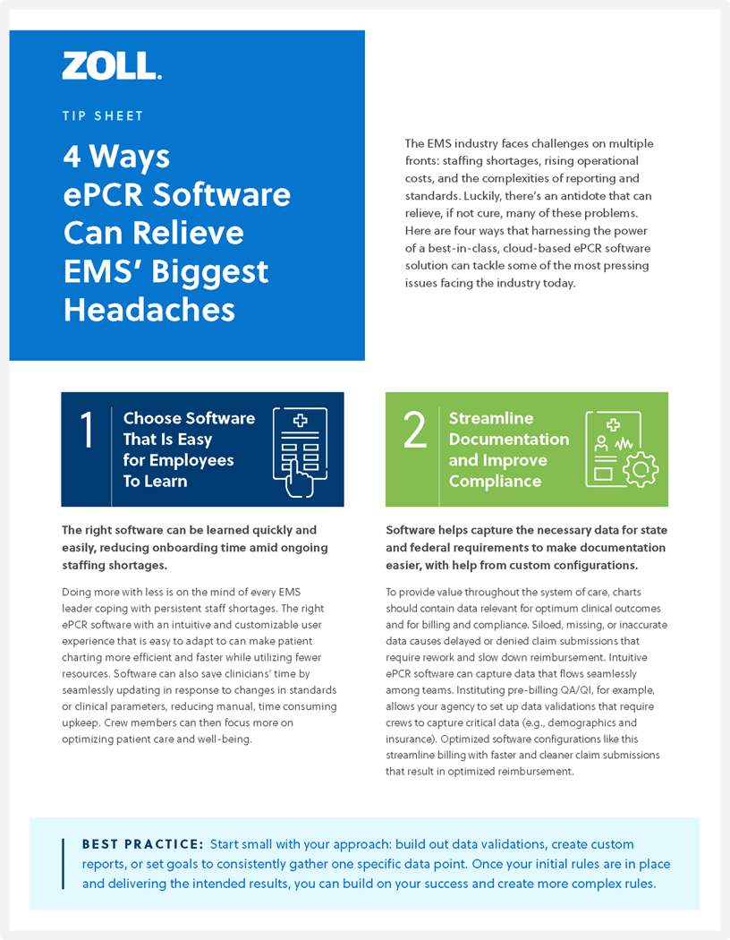 Tip Sheet: 4 Ways ePCR Software Can Relieve EMS’ Biggest Headaches